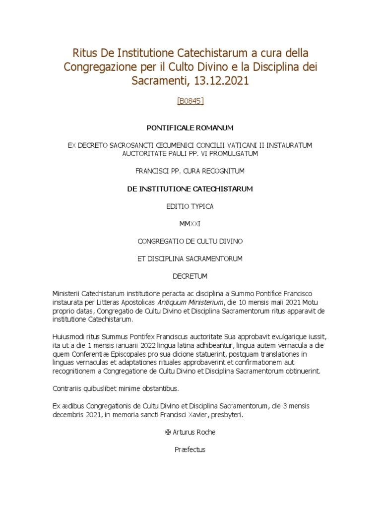 Ritus de Institutione Catechistarum | PDF
