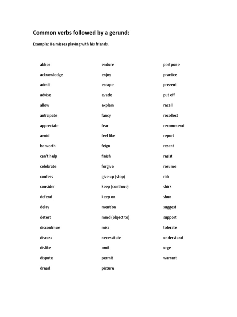 Verbs followed by gerunds or infinitives | PDF