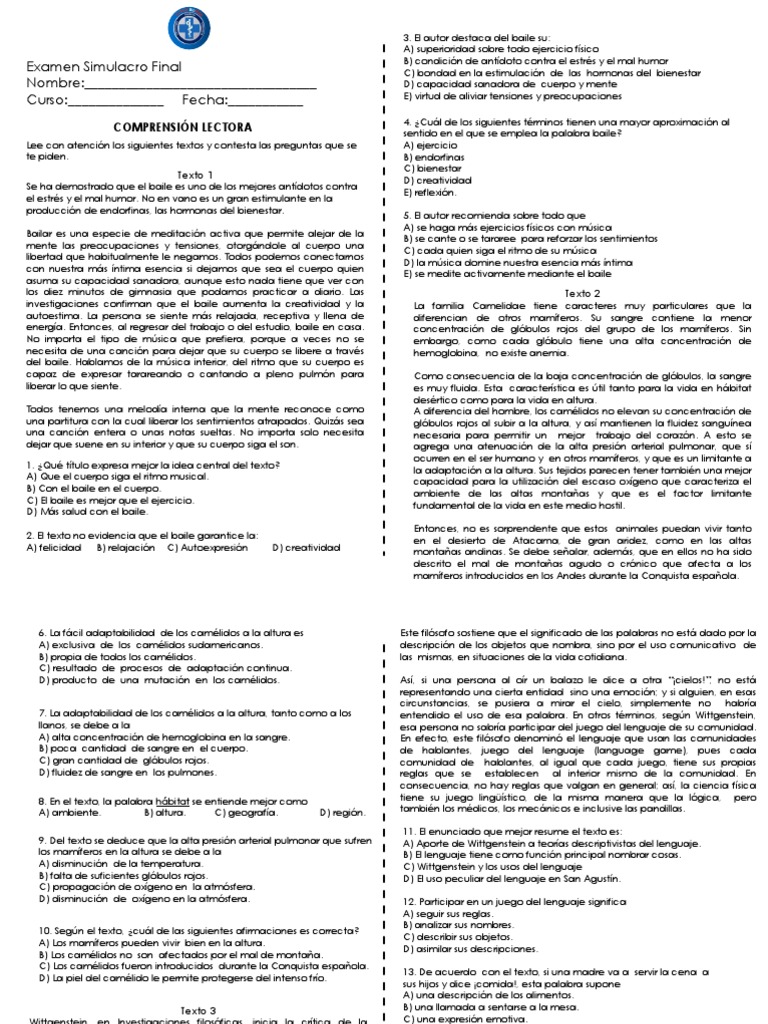 Simulacro Final 19 Marzo | PDF | Isaac Newton | Amor