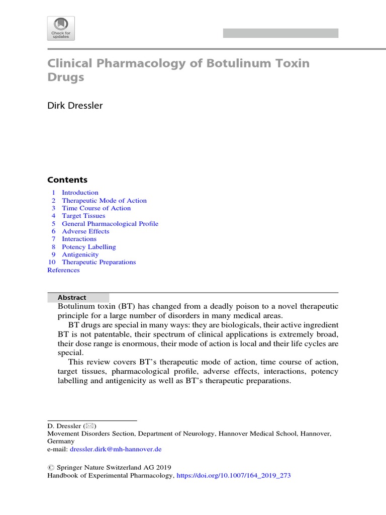 Clinical Pharmacology of Botulinum Toxin | PDF | Botulinum Toxin | Acetylcholine