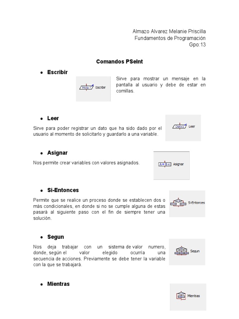 Comandos Básicos de PSeInt | PDF