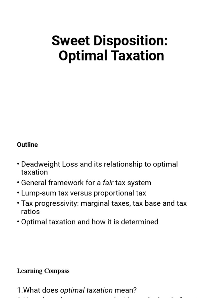 Week 6 - Introduction To Optimal Taxation | PDF | Taxes | Progressive Tax