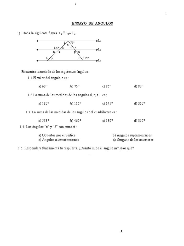 Angulo S | PDF | Ángulo | Matemática Elemental