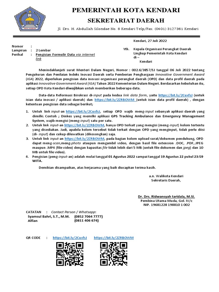 Surat Permintaan Data Iga 2022 | PDF