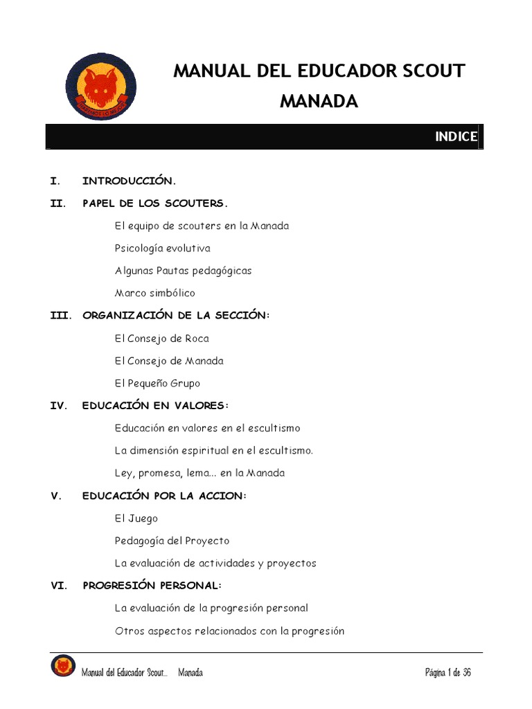 Manual Educador Scout Guía Para Manada Pdf Exploración Moralidad