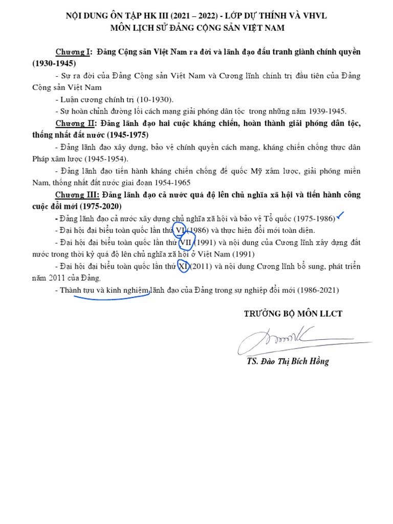 SP1039 - HK213 - NỘI DUNG ÔN TẬP | PDF