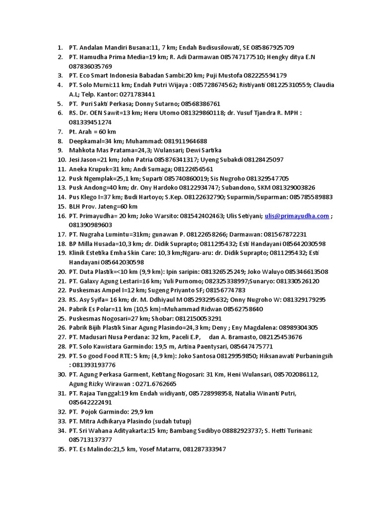Data Kilometer CP Perusahaan 16 | PDF | Kesehatan Holistik | Sains & Matematika