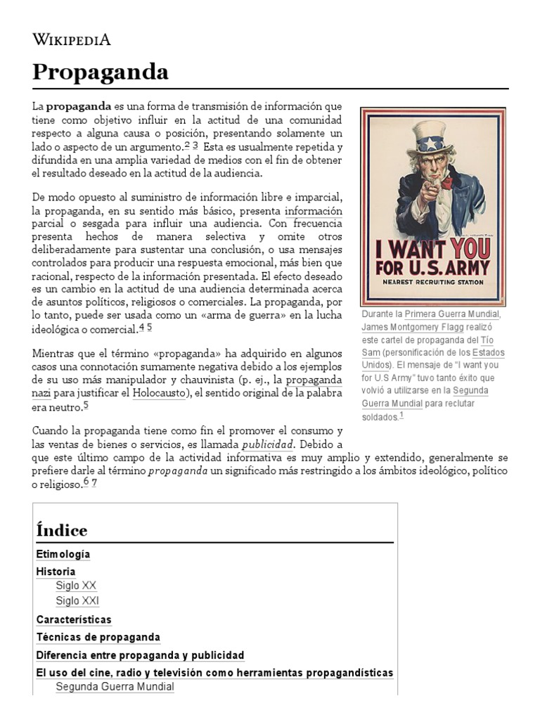 Propaganda - Wikipedia, La Enciclopedia Libre | PDF | Propaganda