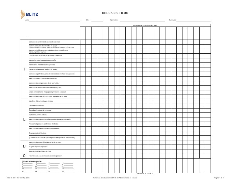 BLZ-50-Formato de Check List ILUO | PDF