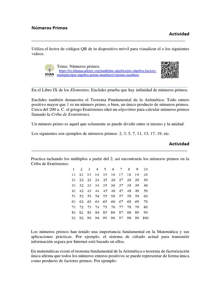 Números Primos, Divisivilidad y Descomposicion | PDF | Número primo | Matemáticas