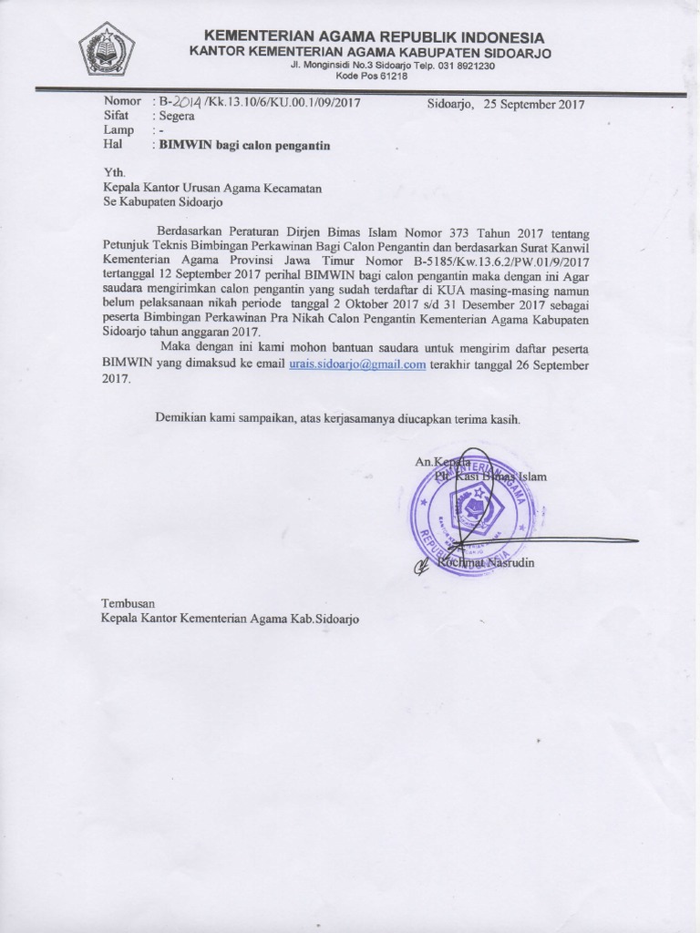 Surat Bimwin Kua011 | PDF Surat Bimwin Kua011 | PDF