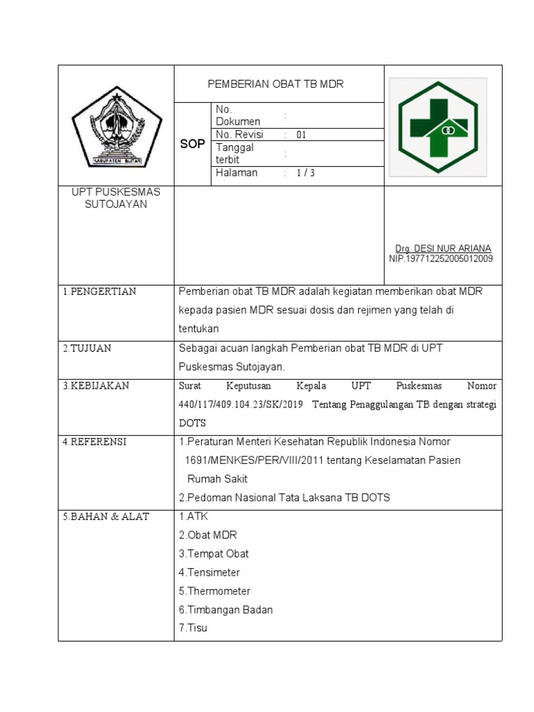 Sop Pemberian Obat MDR | PDF
