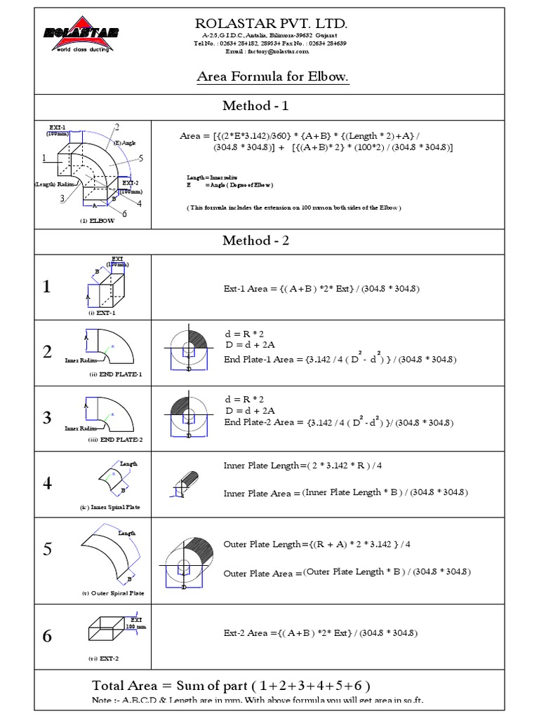 Area Formula (Elbow) | PDF | Area | Geometry