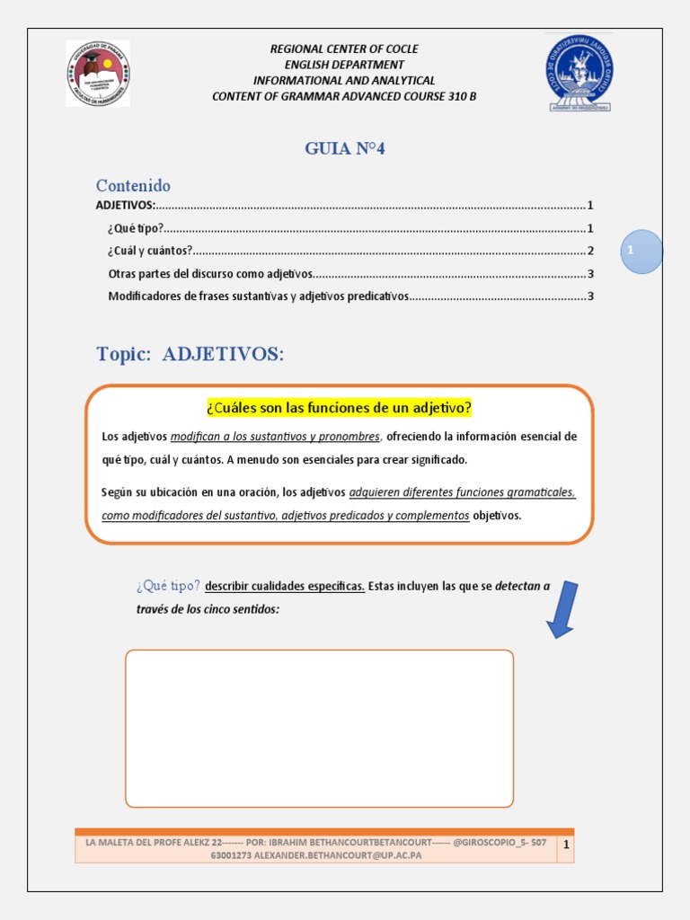Parts of The Speech Adjectives | PDF | Ciencia cognitiva | Tipología ...