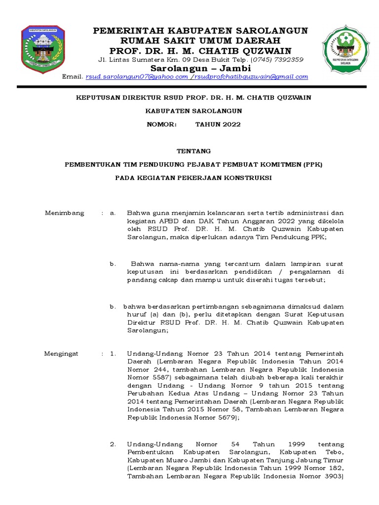 SK Tim Pendukung PPK | PDF