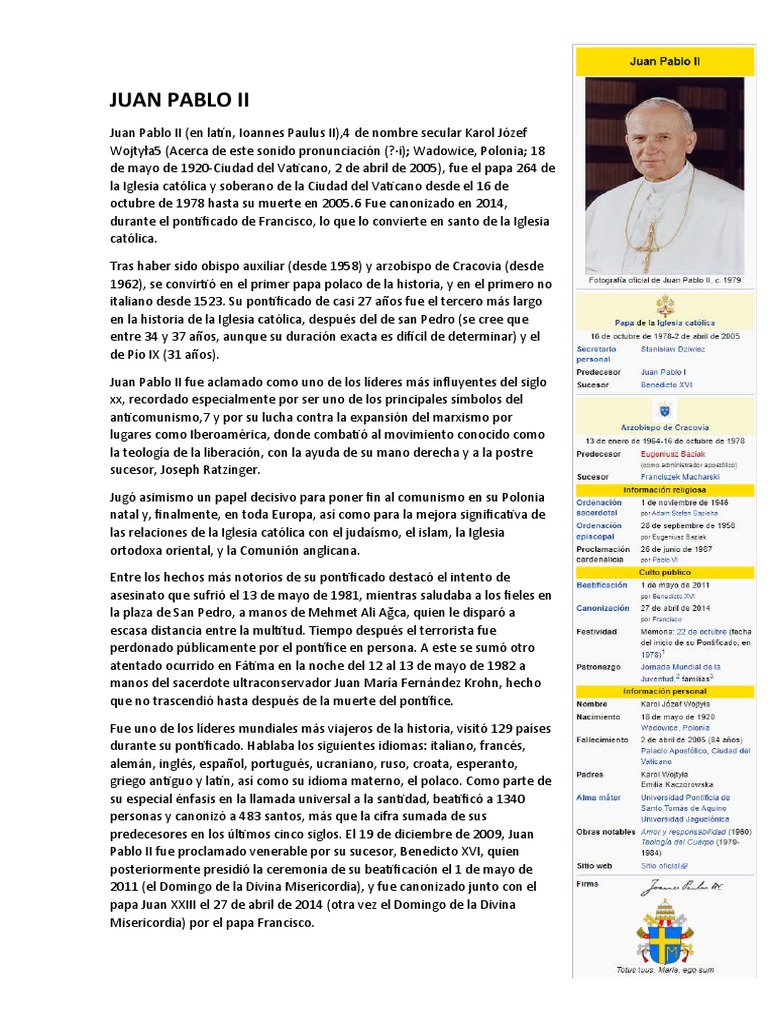 Juan Pablo II: Papa y Líder Anticomunista | PDF | Papa juan pablo ii ...
