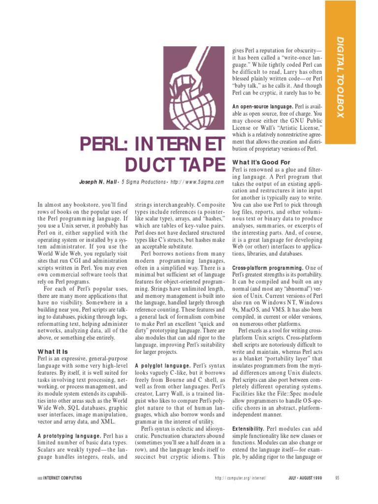 Perl: Internet Duct Tape: What It's Good For | PDF | Perl | Compiler