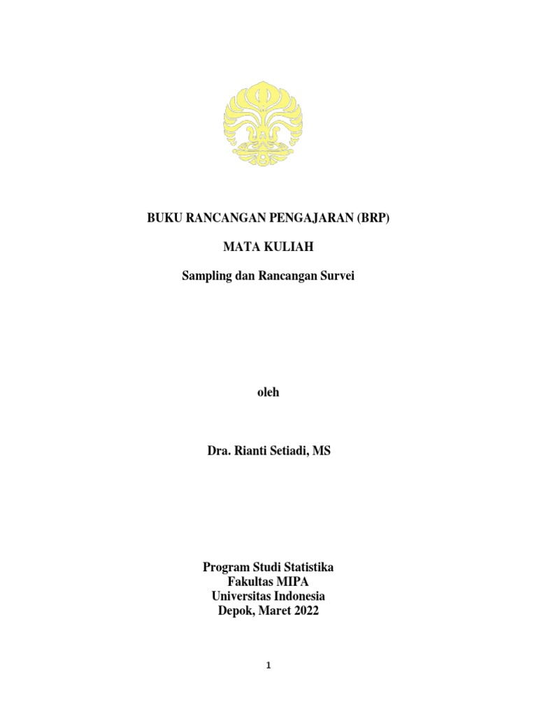 Buku Rancangan Pengajaran (BRP) Mata Kuliah Sampling Dan Rancangan Survei | PDF
