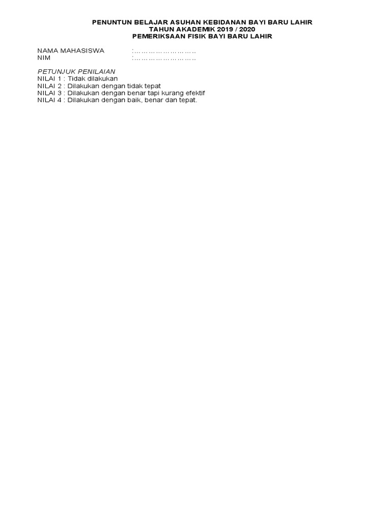 Pemeriksaan Fisik BBL | PDF | Kajian Bahasa Asing | Sains & Matematika