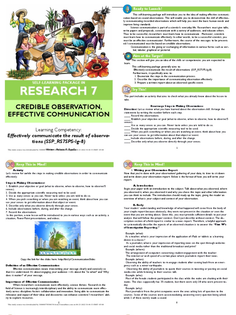 Research 7: Credible Observation, Effective Communication | PDF ...