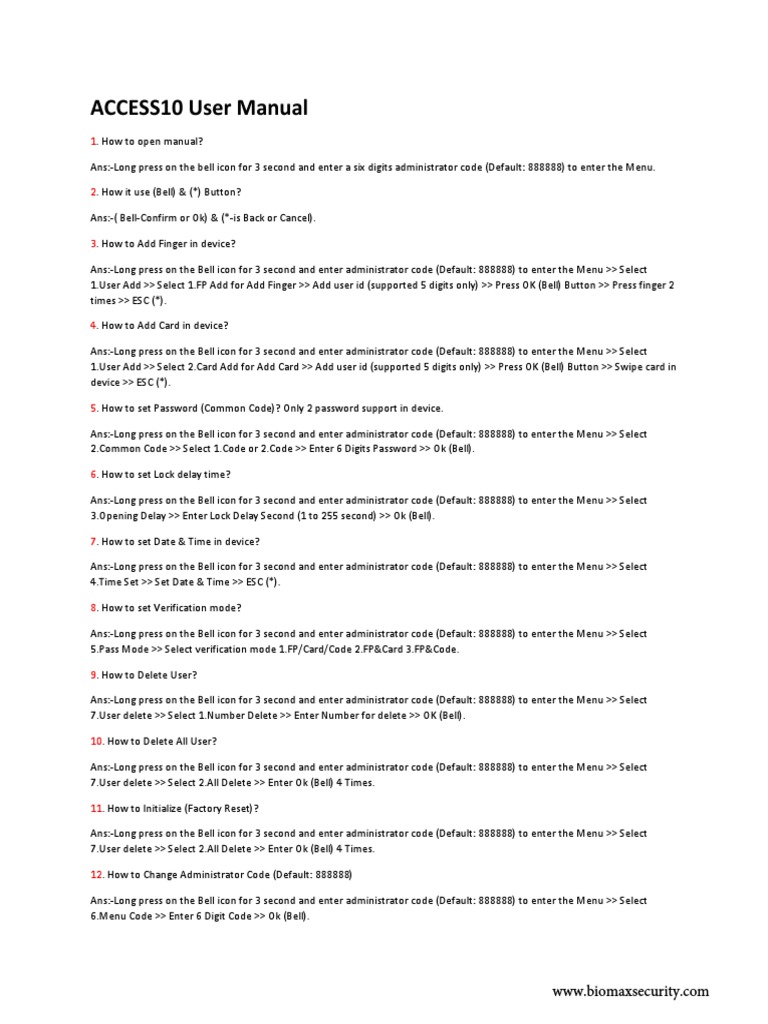 ACCESS10 User Manual Guide | PDF | Menu (Computing) | Software