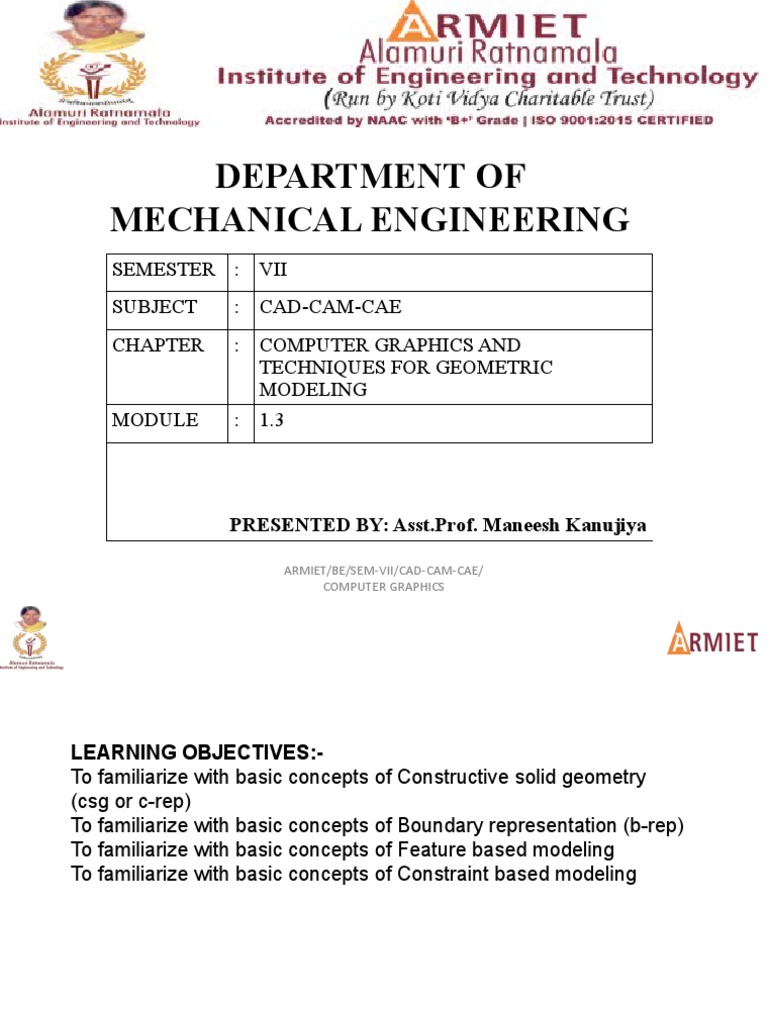 SUB-MODULE 1.3 - SOLID MODELING - PPT | PDF | Graphics | Technical Drawing