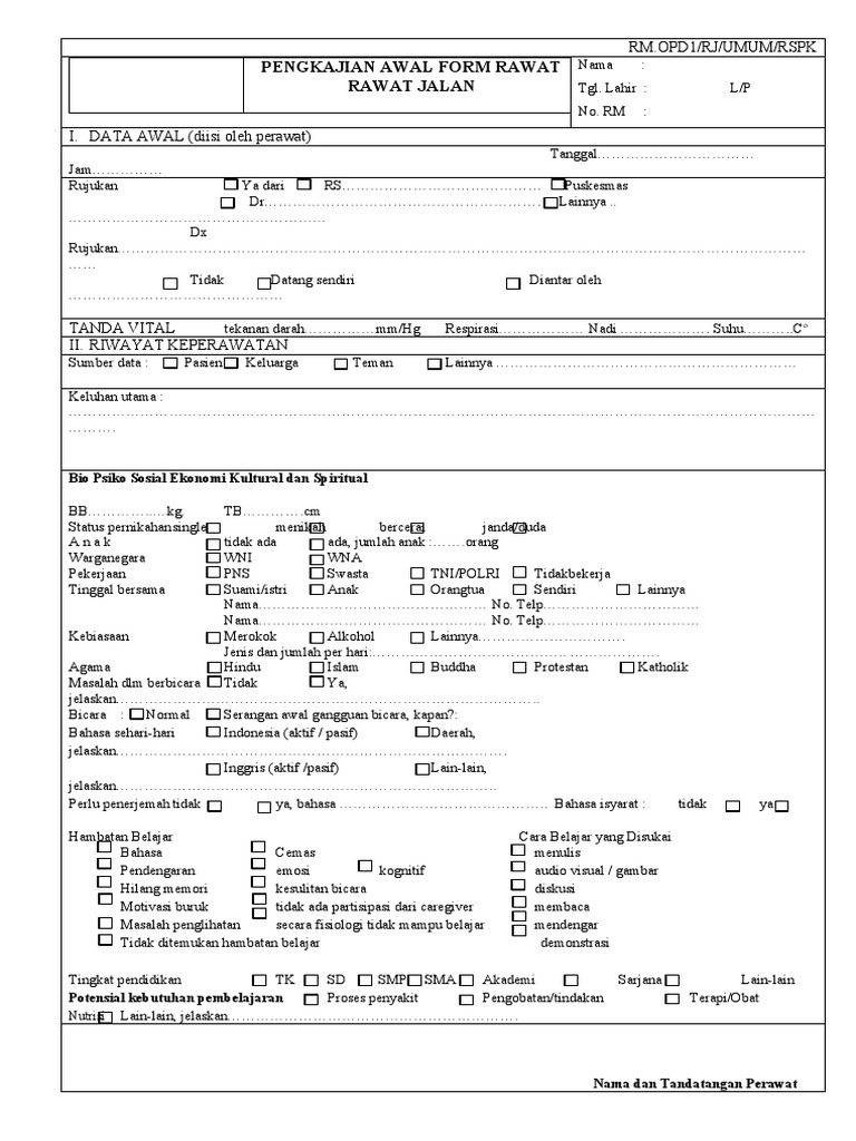 Pengkajian Form Rawat Jalan | PDF