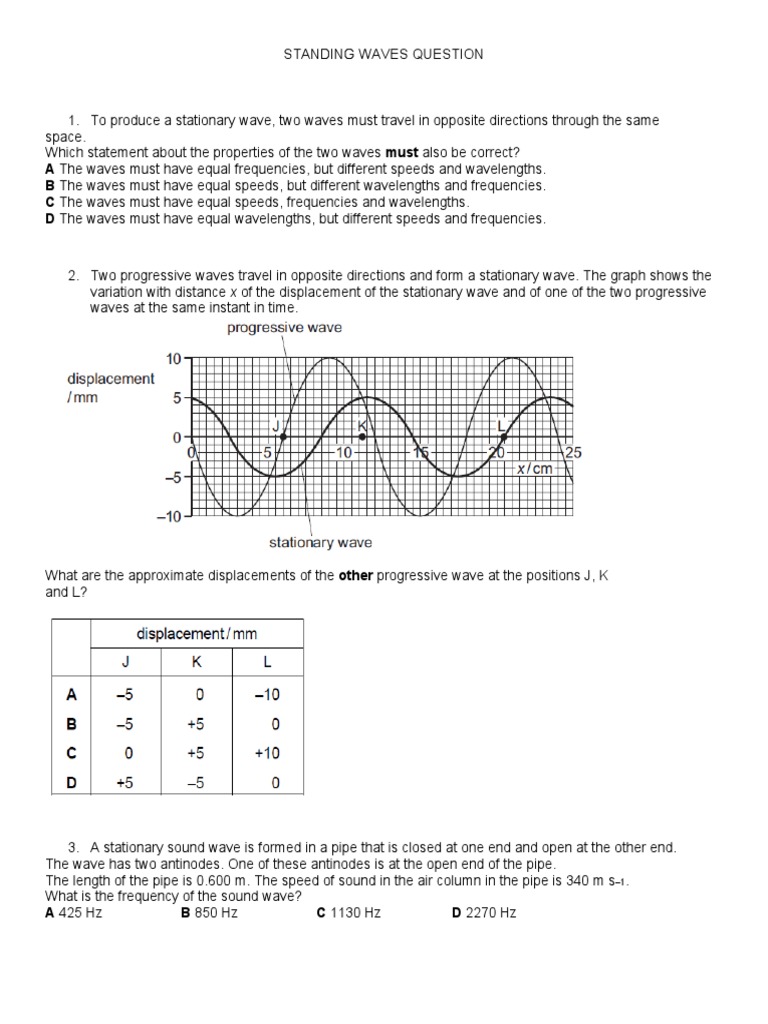 Standing Waves Questions | PDF | Waves | Frequency