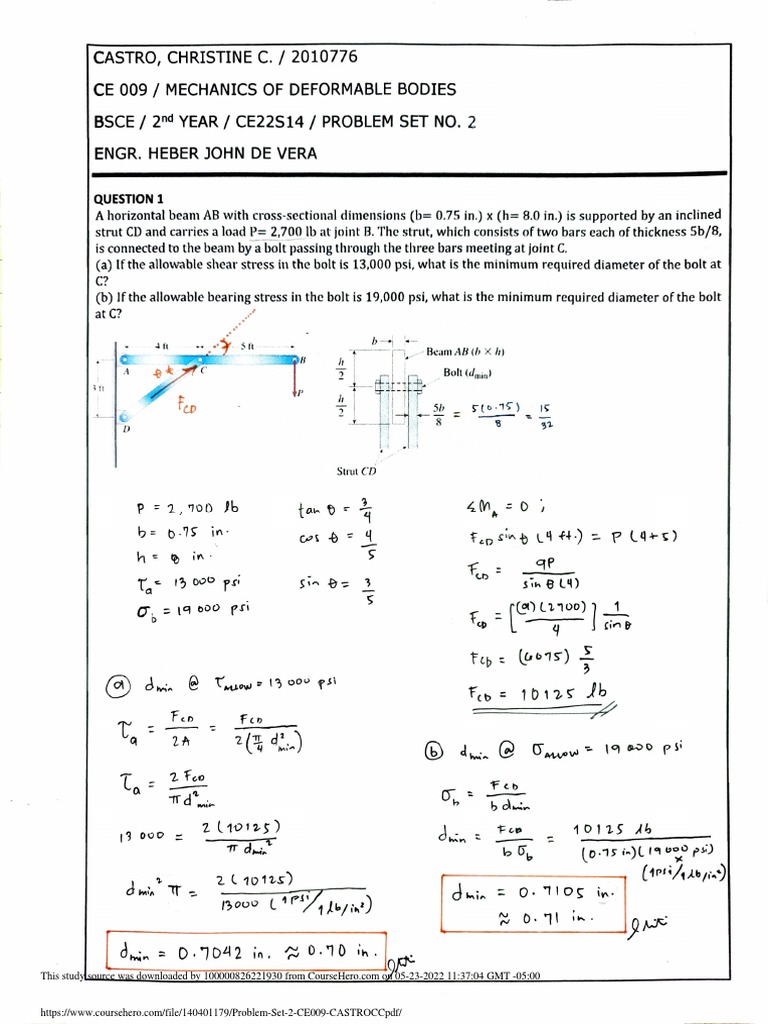 Ce 009/mechanics: Bsce/ Year | Download Free PDF | Classical Mechanics ...