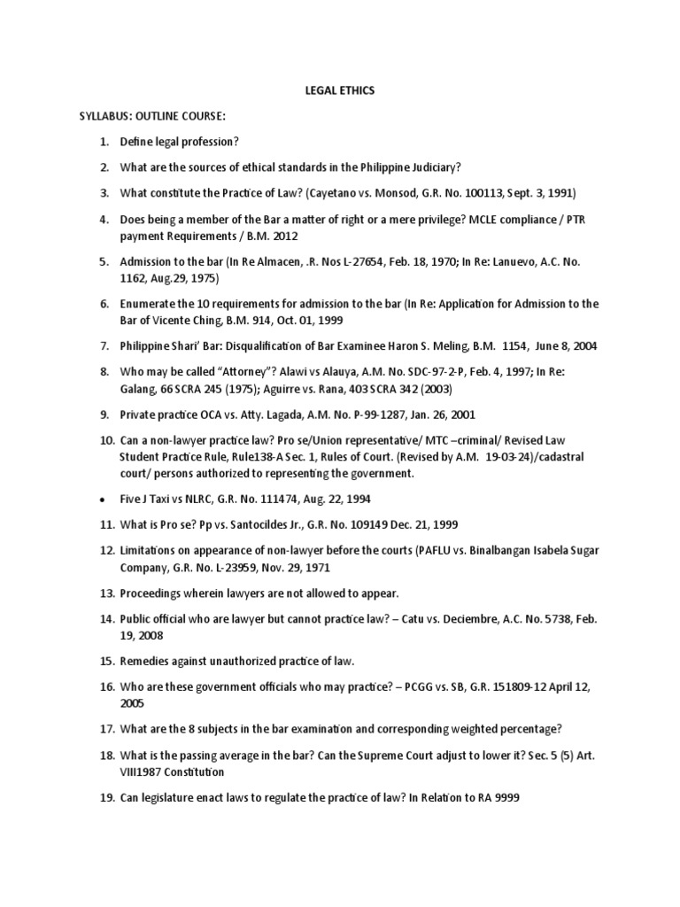 Legal Ethics Syllabus | PDF | Lawyer | Attorney's Fee