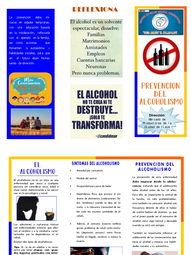 Triptico Alcoholismo Centro de Salud Mental Ilave | PDF | Alcoholismo ...