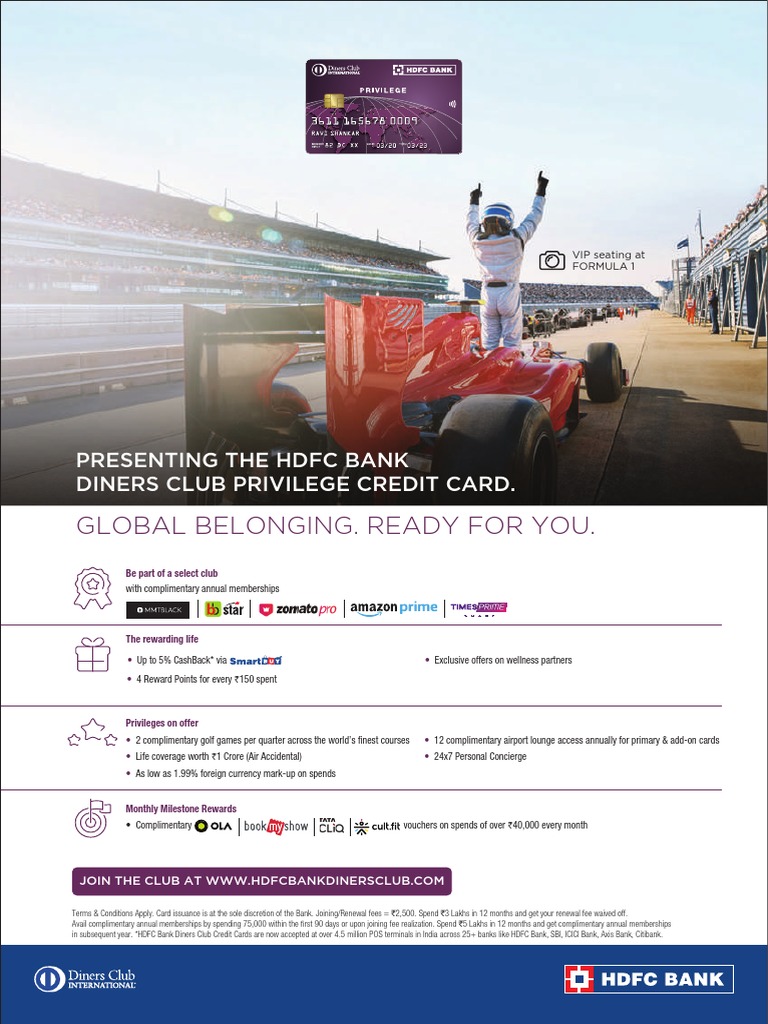 HDFC Diners Club Privilege Benefits | PDF | Credit | Finance & Money ...