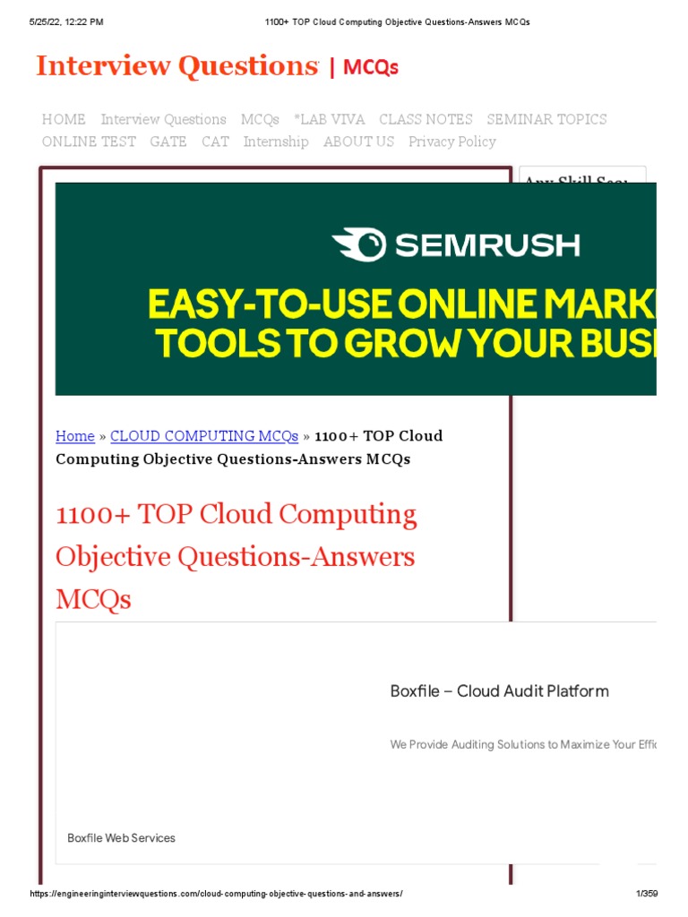 Cloud Computing MCQs Guide | PDF | Cloud Computing | Virtualization