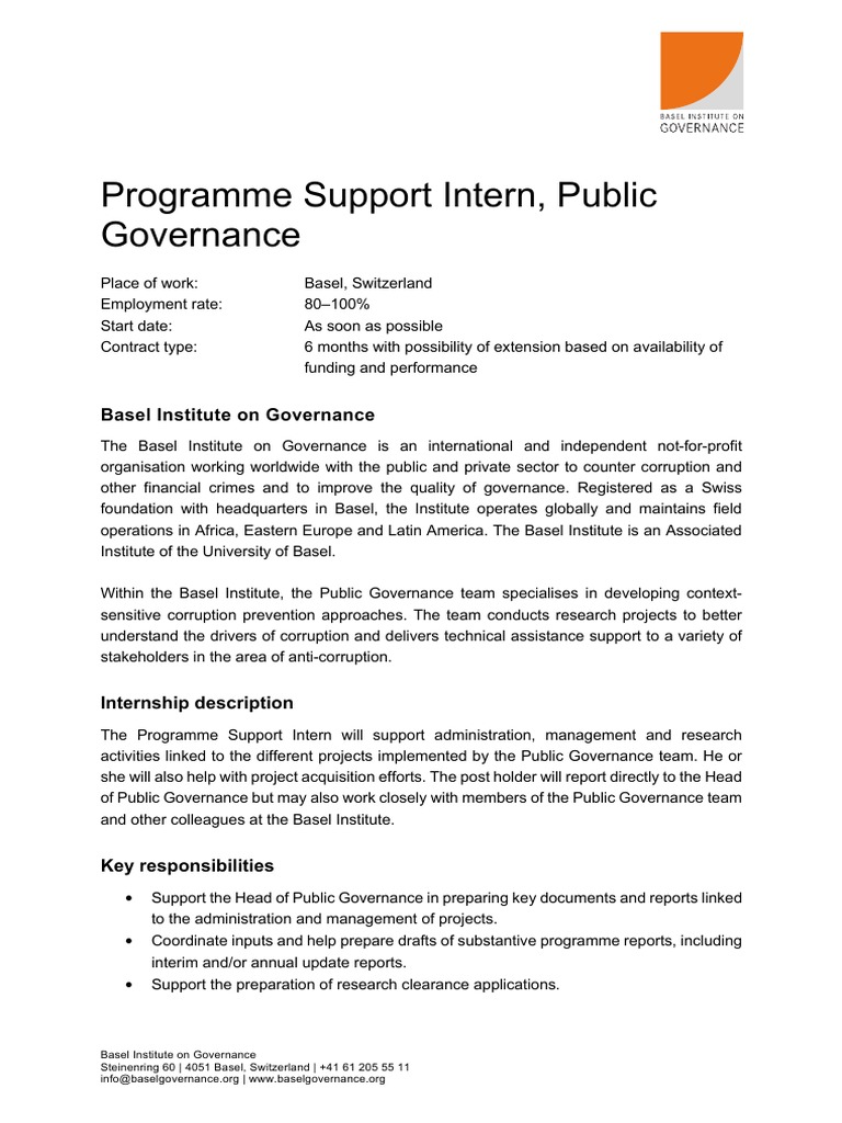 Programme Support Intern PubGov - Final | Download Free PDF | Governance