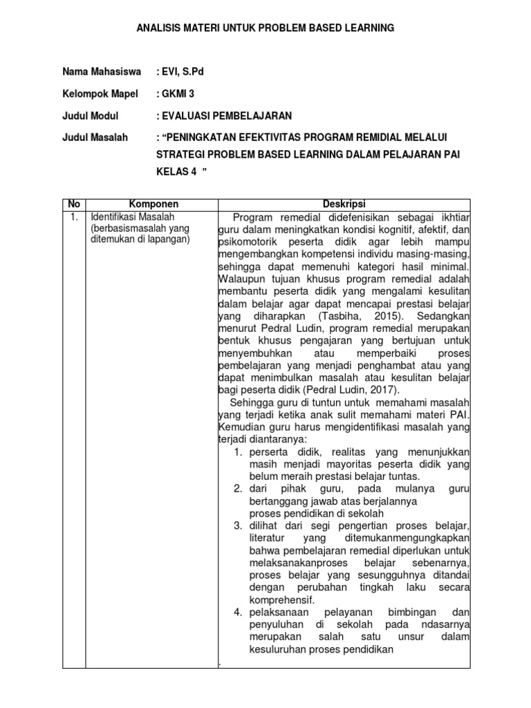 Analisis Materi PBL Modul 4 | PDF