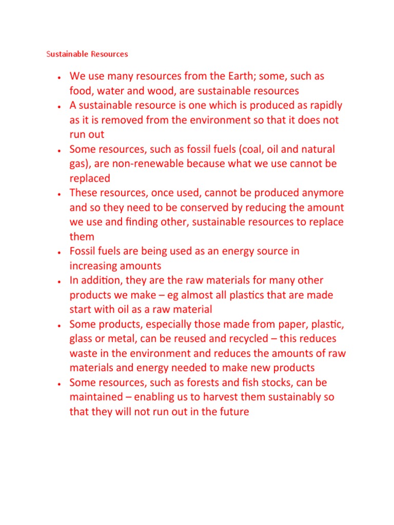 The Importance of Sustainable Resource Management and Conservation of ...