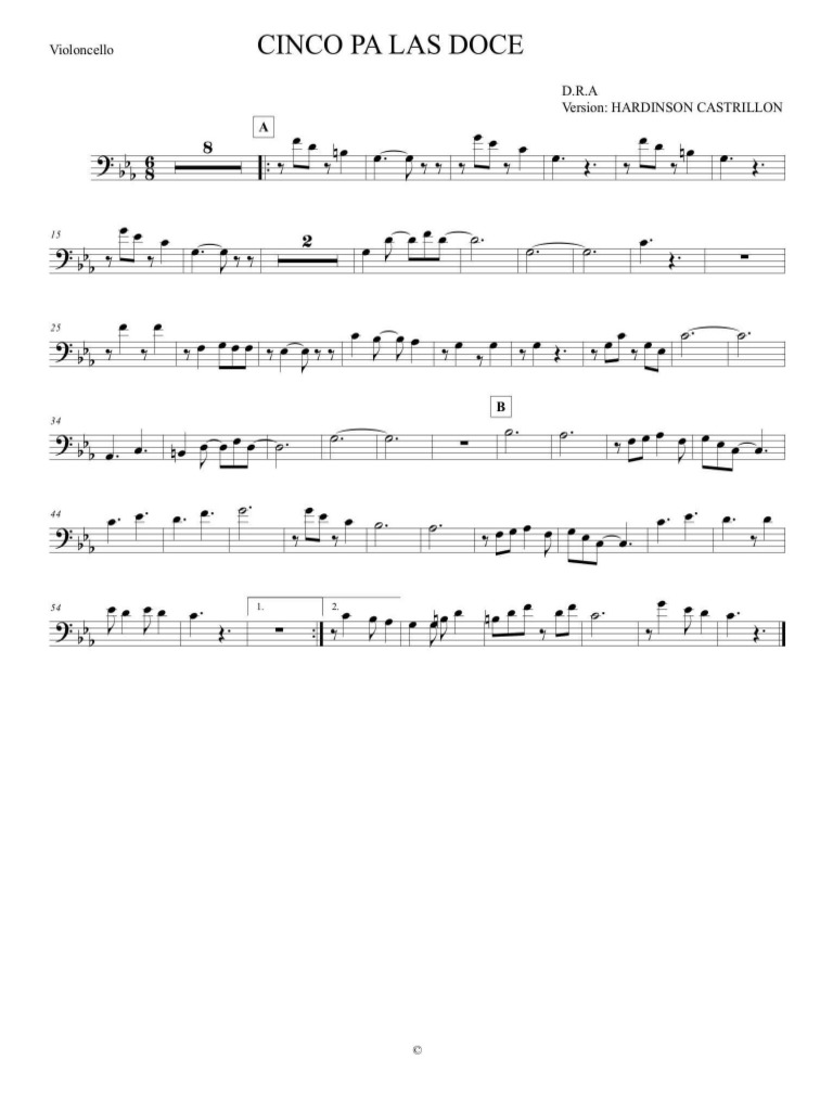 Cinco Pa Las 12 - Cello | PDF