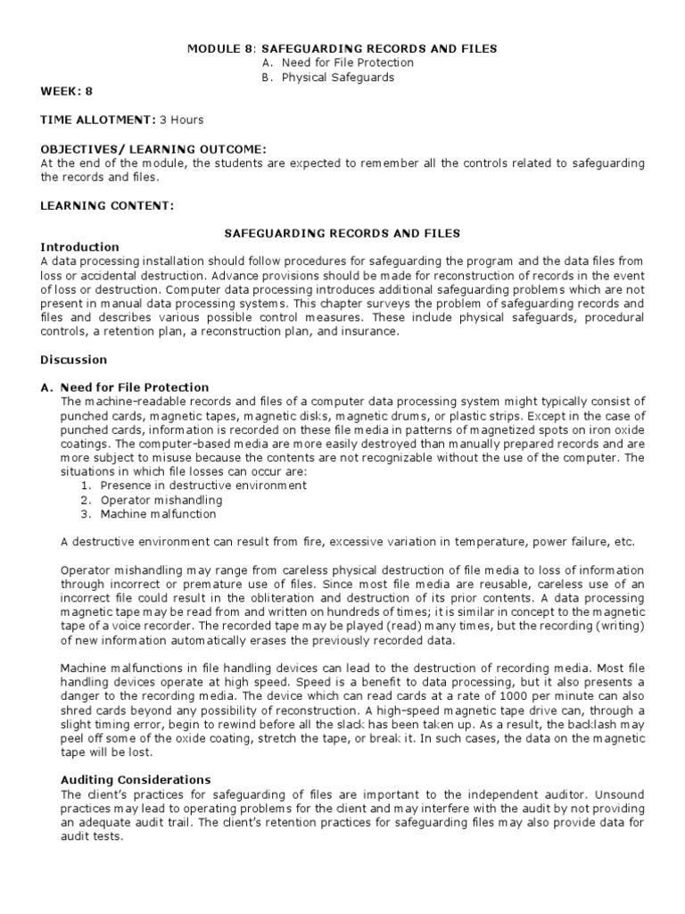 Protecting Valuable Data: A Comprehensive Guide to Safeguarding Computer Records and Files | PDF ...