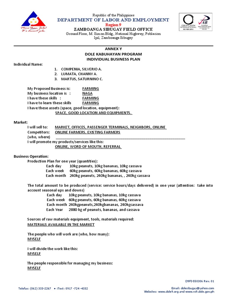 Department of Labor and Employment: Annex Y Dole Kabuhayan Program ...