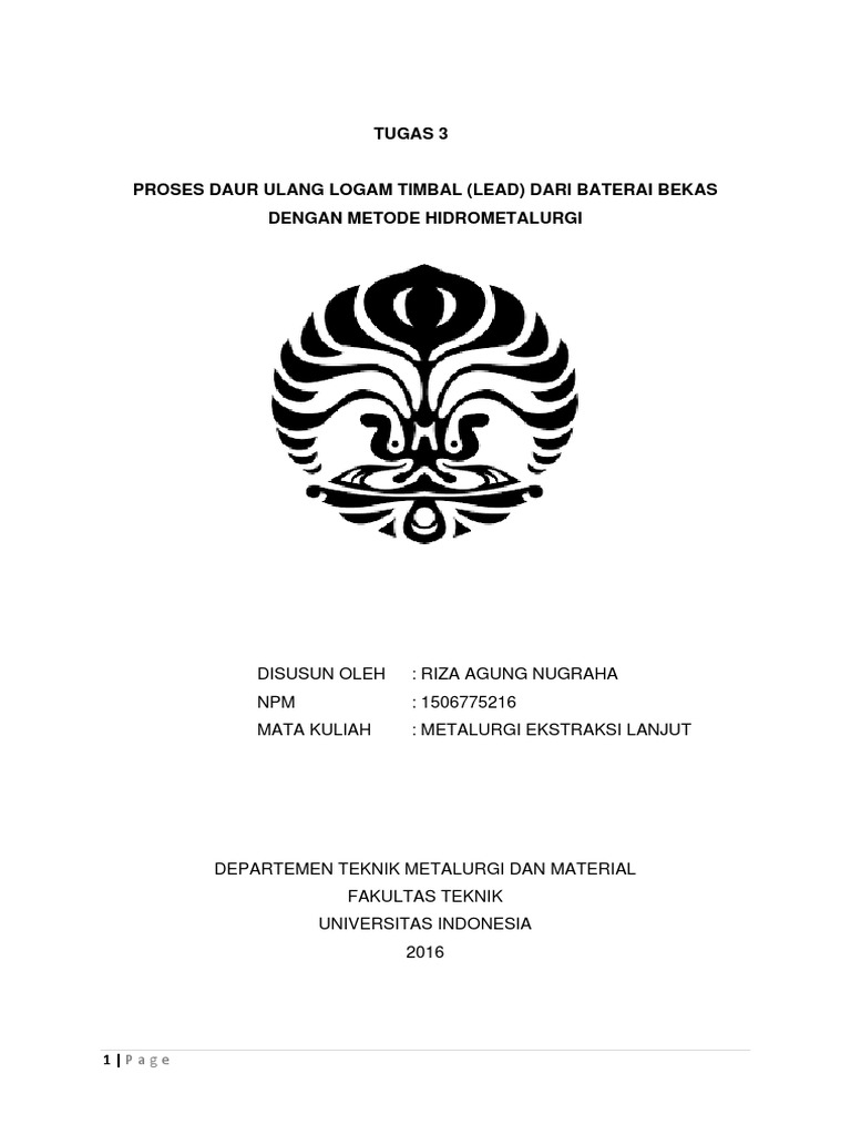 Homework#3 - Proses Daur Ulang Logam Timbal (Lead) Dari Industri ...