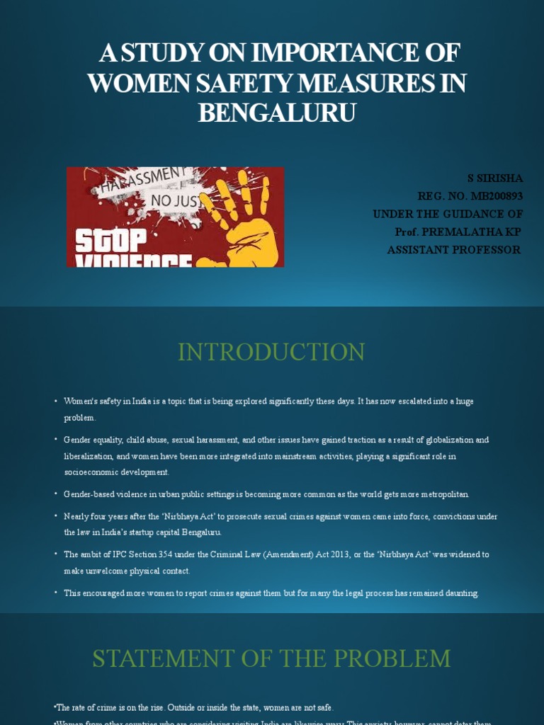 An Analysis of Women's Safety Measures in Bengaluru: Objectives ...