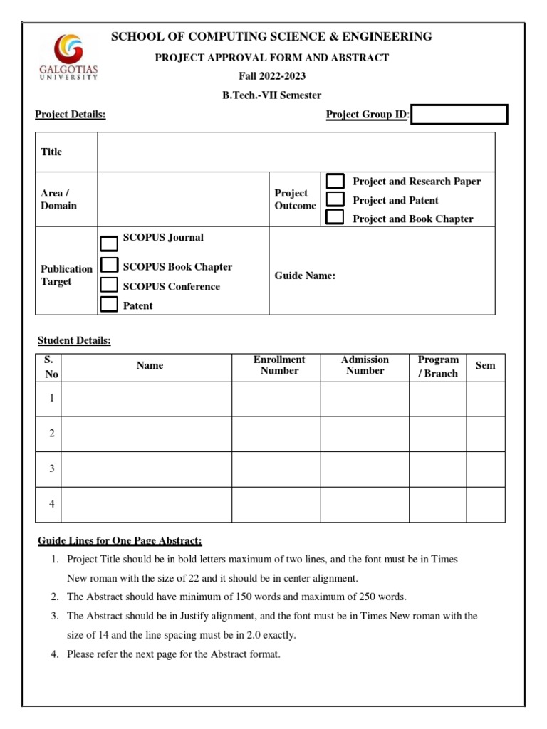 B.Tech Project Approval Form | PDF