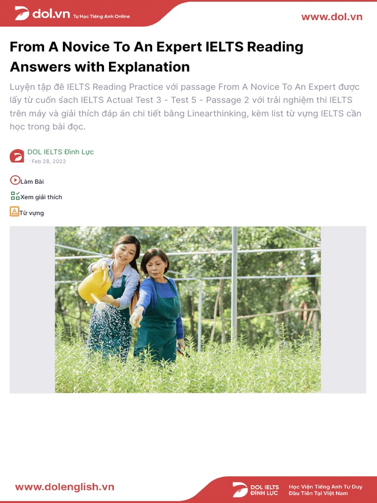 Expertise Development From Novice to Expert - IELTS Reading Passage ...