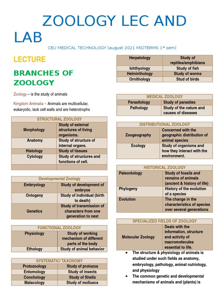 Transes Zoology Lec Lab | PDF | Epithelium | Meiosis