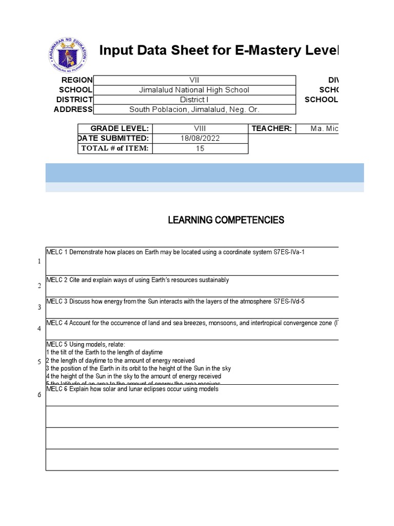 Tos For Diagnostic Template | PDF | Earth | Sun