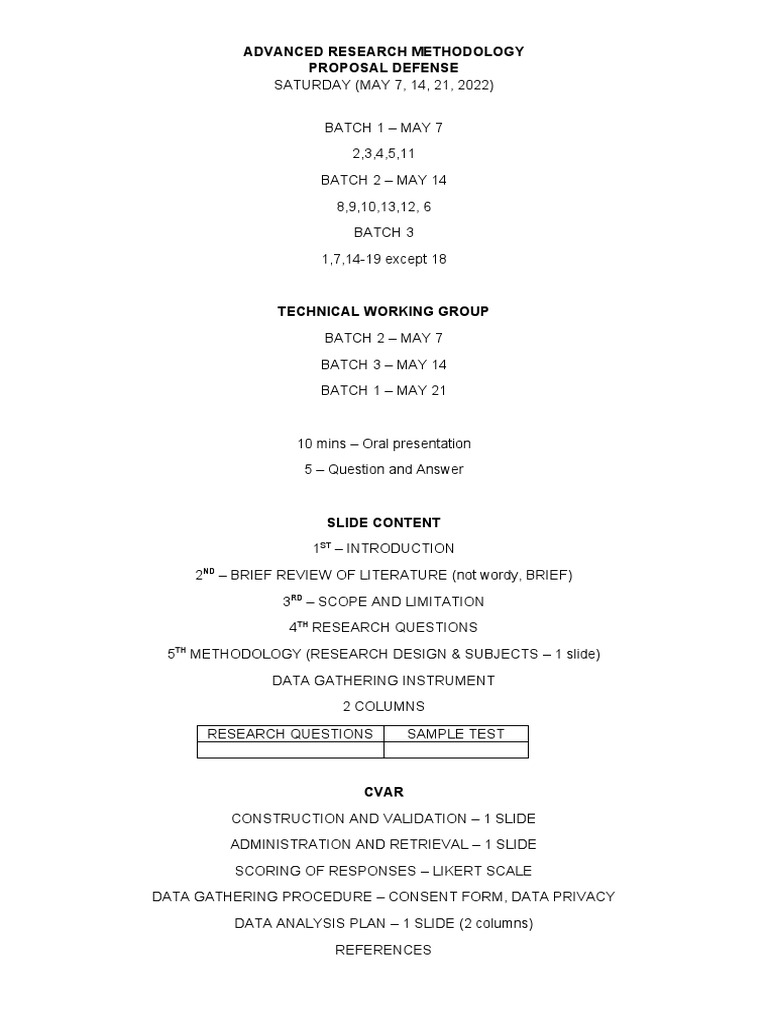 Advanced Research Methodology Proposal Defense | PDF | Methodology | Science