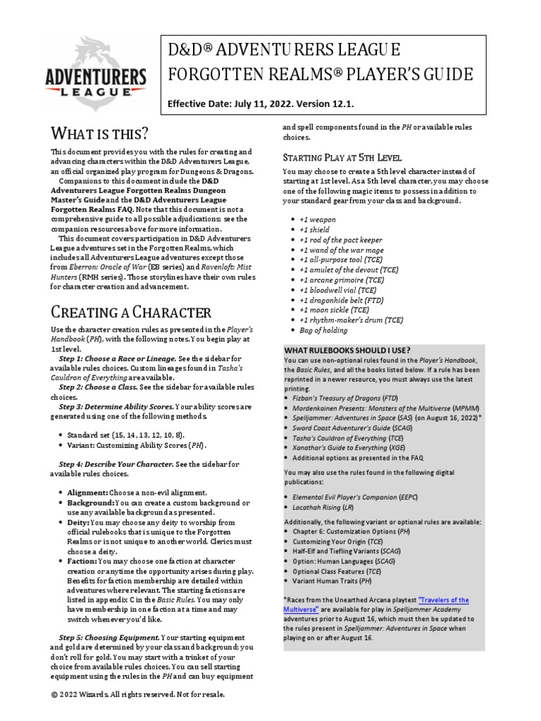 D&D Adventurers League Forgotten Realms Player'S Guide: Hat Is This | PDF | Wizards Of The Coast ...