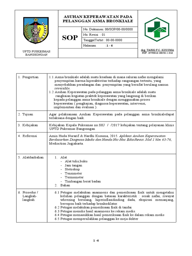 SOP ASKEP ASMA BRONKIALE New | PDF