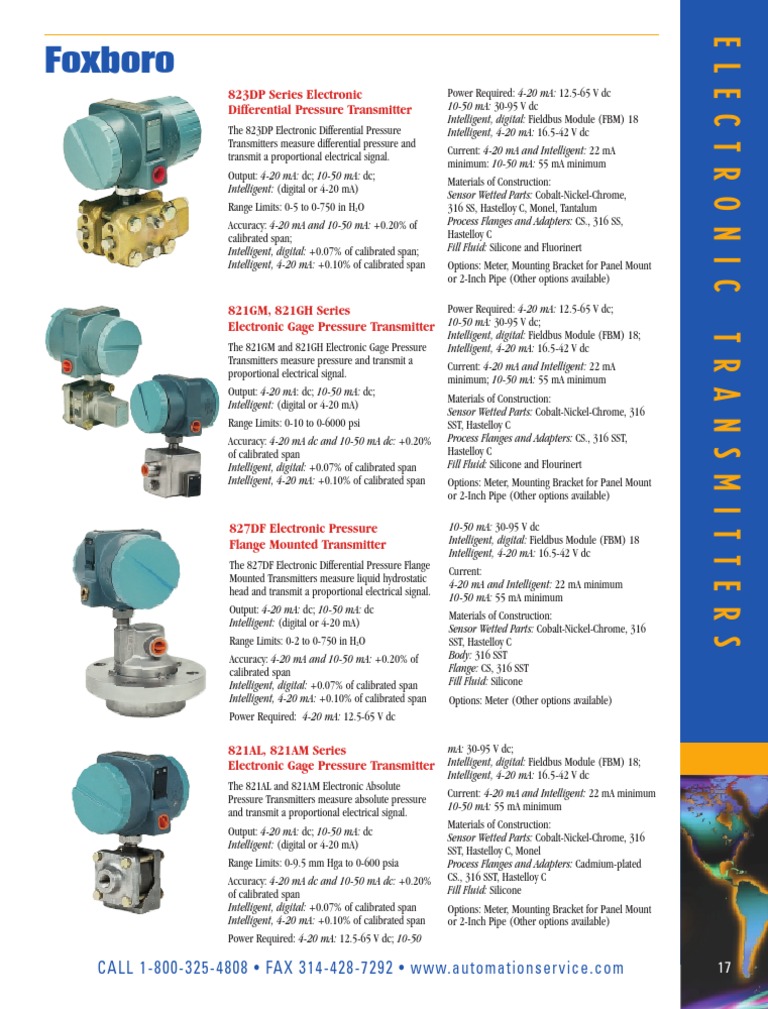 Foxboro 823DP | PDF | Pressure Measurement | Sensor