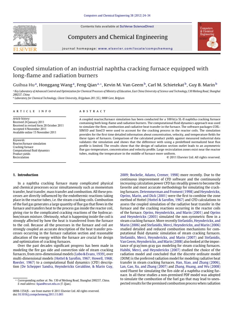 Coupled Simulation Of An Industrial Naphtha Cracking Furnace Equipped With Long Flame And